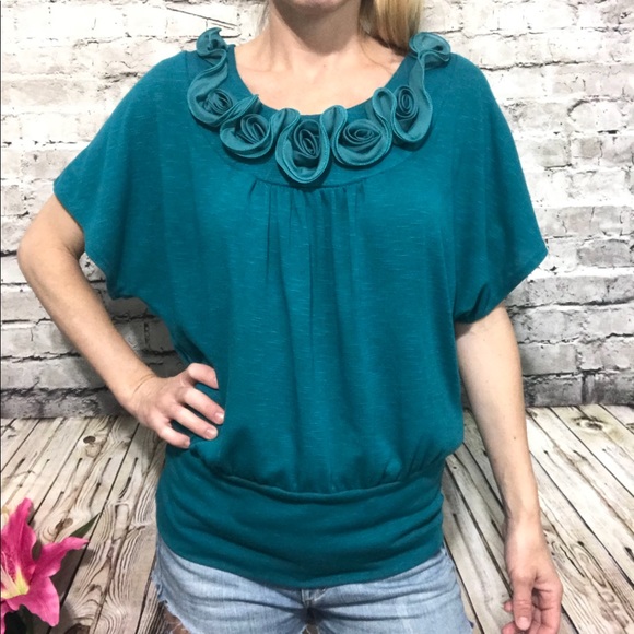 BCX | Tops | Bcx Teal Rosebud Blousy Tunic Size Med N26 | Poshmark